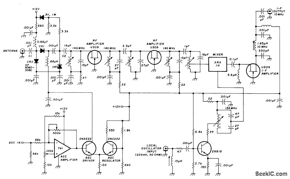 2_METER_FOR_10_MHz_IF - Audio_Circuit - Circuit Diagram - SeekIC.com
