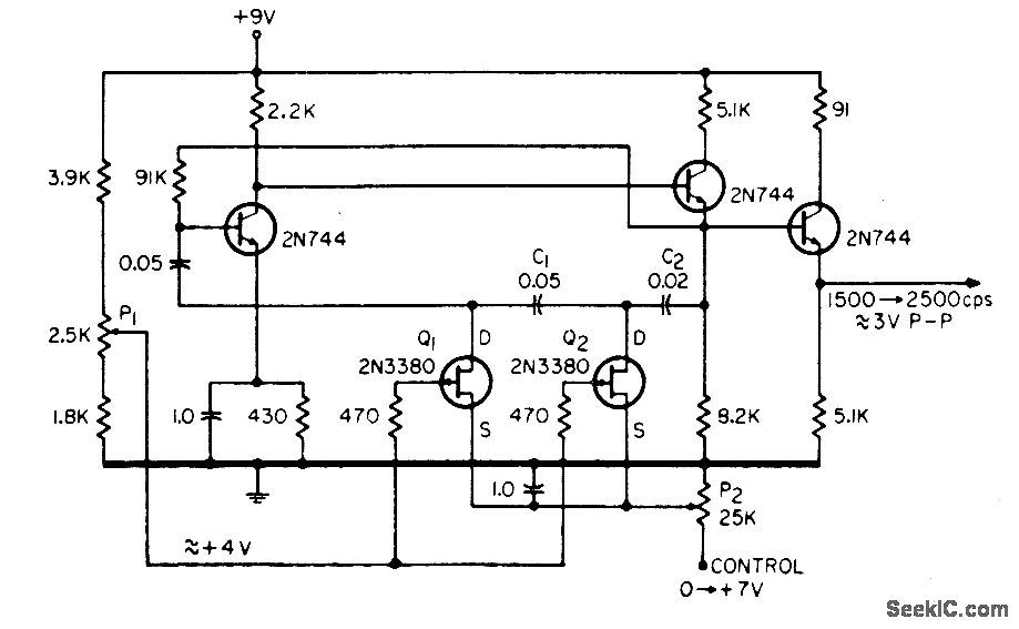 FET_VOLTAGE_CONTROLLED_OSCILLATOR - Oscillator_Circuit - Signal_Processing - Circuit Diagram ...