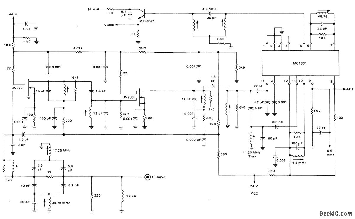 Low_noise_TV_IF_system_with_two_FET_amplifiers - Electrical_Equipment_Circuit - Circuit Diagram ...