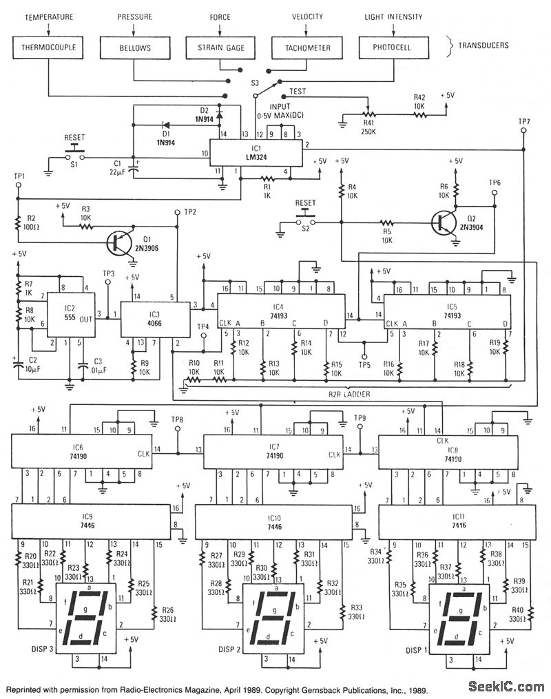 Digital Peak Detector Measuring And Test Circuit Circuit Diagram