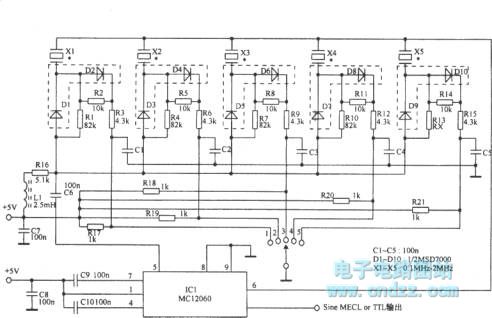 The frequency variable crystal oscillator using switching diodes - Oscillator_Circuit - Signal ...