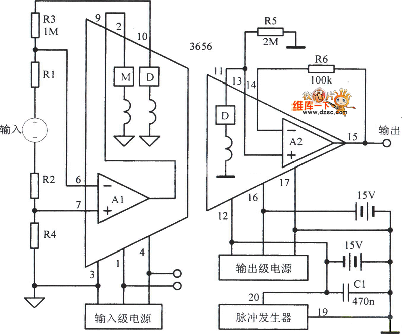 Isolation Amplifier Circuit With Folating Signal Source Differential Input Amplifiercircuit