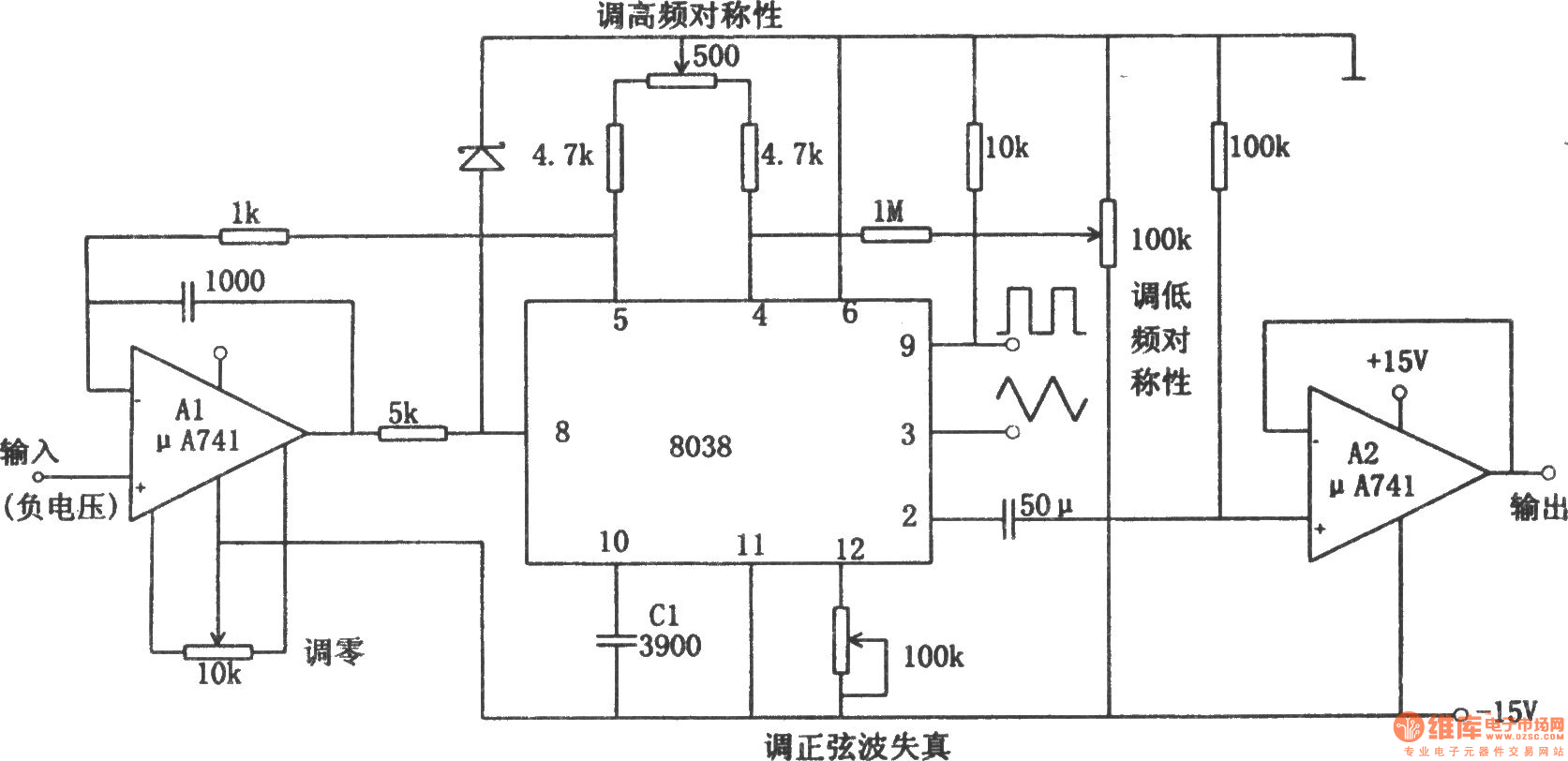 Linear vco(8038、μA741) - Oscillator_Circuit - Signal_Processing ... Linear vco(8038、μA741) - Oscillator_Circuit - Signal_Processing ...