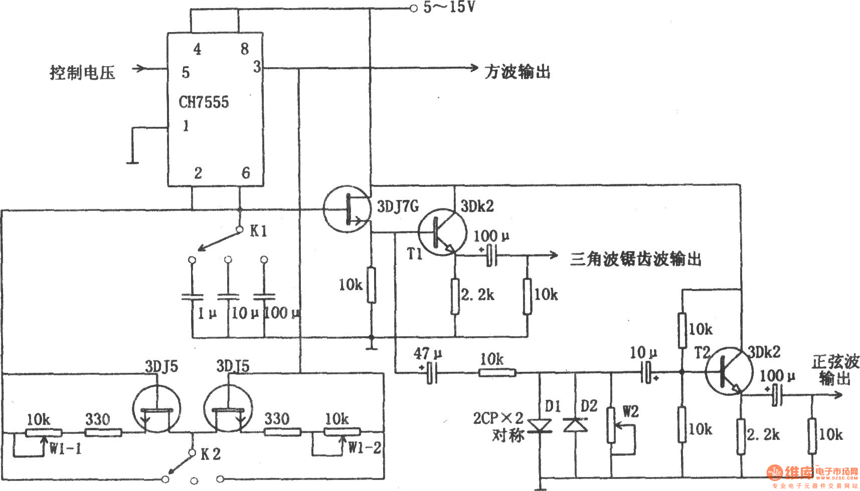 The function generator composed of 555 timer - Function_Signal ... The function generator composed of 555 timer - Function_Signal ...