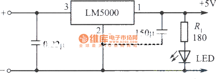 3A regulated power supply circuit composed of LM5000 integrated regulator(charging to TTL ...