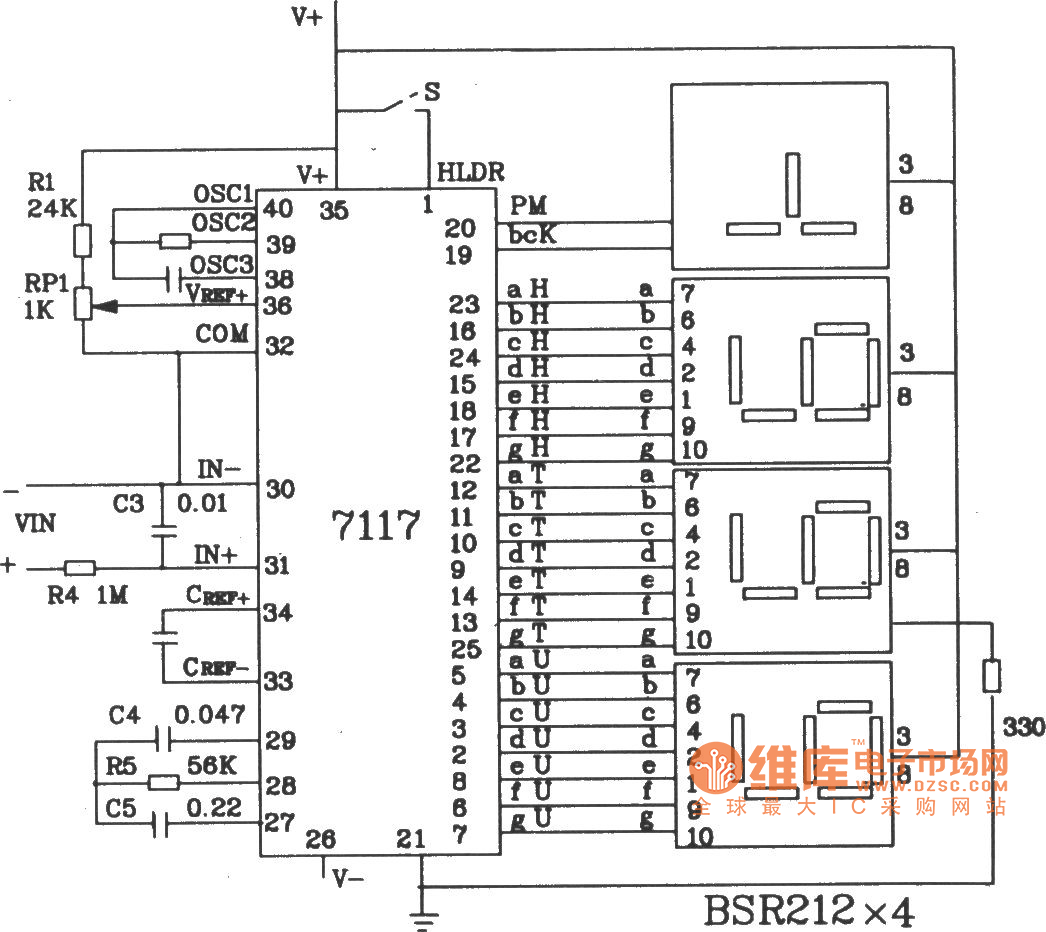 Digital voltmeter circuit diagram composed of ICL7117 - Basic_Circuit ... Digital voltmeter circuit diagram composed of ICL7117 - Basic_Circuit ...