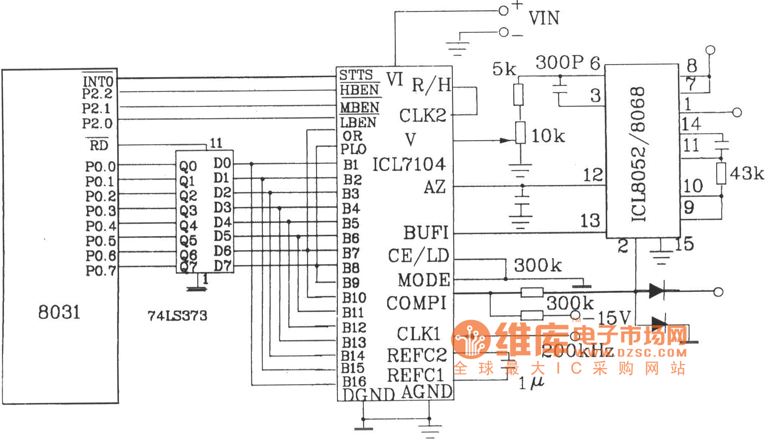 Interface circuit diagram between 8031 SCM and ICL7104 16-bit ... Interface circuit diagram between 8031 SCM and ICL7104 16-bit ...