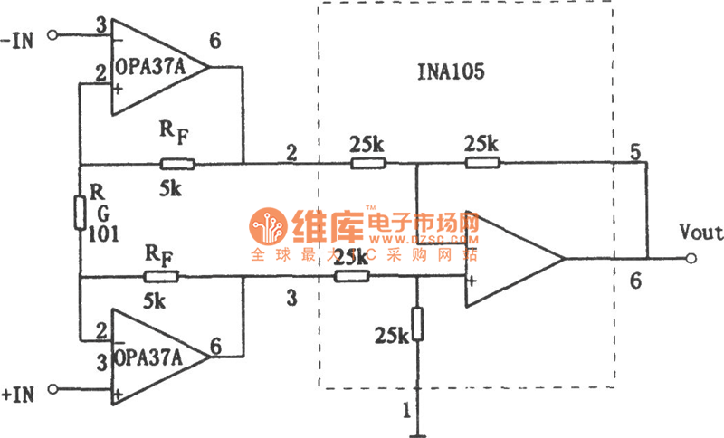 Low-noise instrumentation amplifier circuit composed of OPA37 - Amplifier_Circuit - Circuit ...