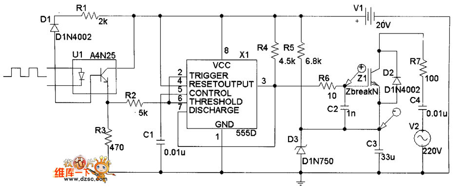 IGBT drive circuit diagram composed of 555 timer - Control_Circuit - Circuit Diagram - SeekIC.com
