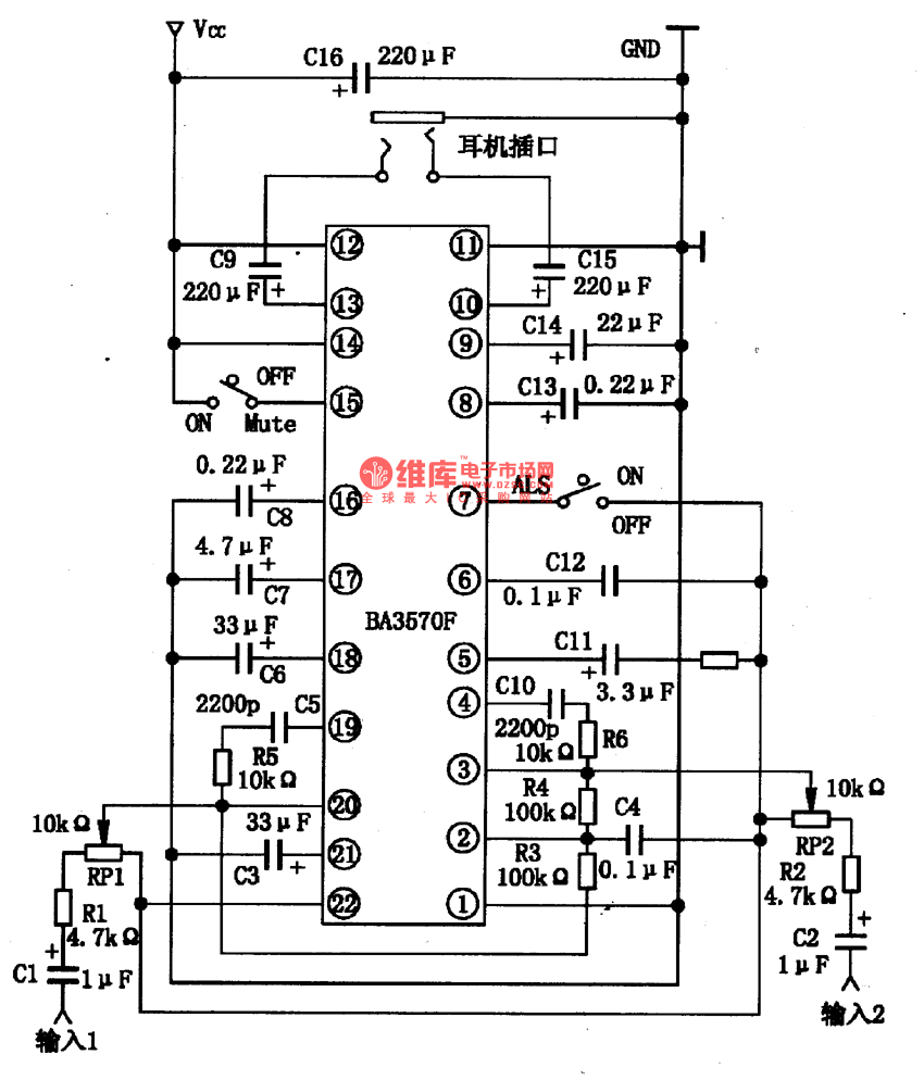 BA3570F-the integrated drive circuit of low-voltage headphone - Amplifier_Circuit - Circuit ...
