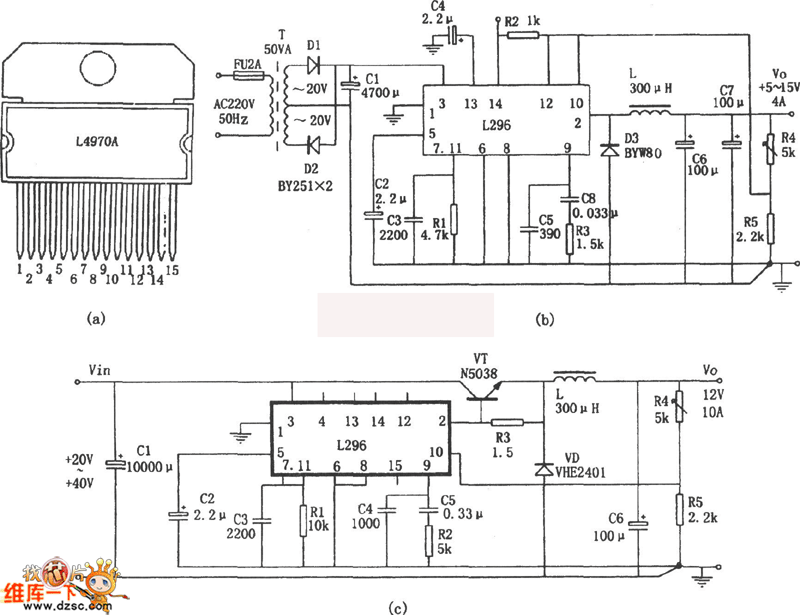 Manostat power supply composed of the L296 large current switching power supply chip - Power ...