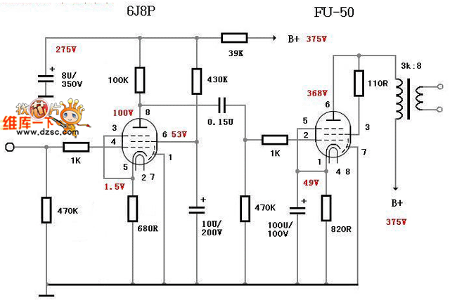 The FU-50 single terminal circuit - Amplifier_Circuit - Circuit Diagram - SeekIC.com