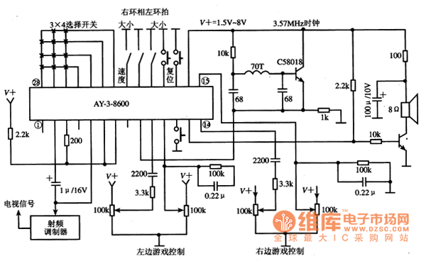 AY-3-8600 single chip game console integrated circuit - Basic_Circuit - Circuit Diagram - SeekIC.com