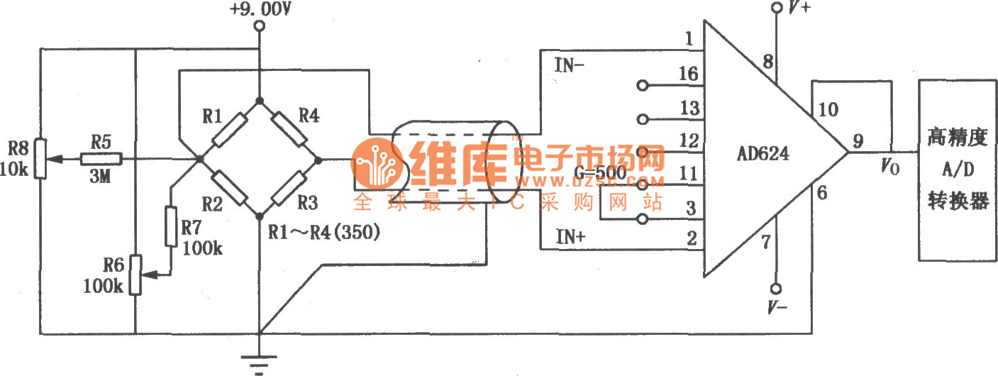 High-precision pressure amplifier circuit composed of the AD624 - Amplifier_Circuits-Audio ...