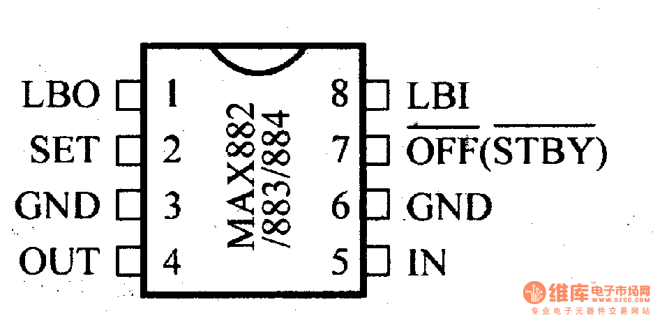 MAX882 linear regulator, main features and pin of DC-DC circuit and power supply monitor - Basic ...