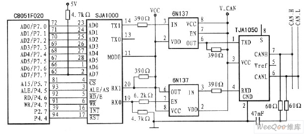 SCM and SJA1000 CAN controller interface circuit - Amplifier_Circuit - Circuit Diagram - SeekIC.com