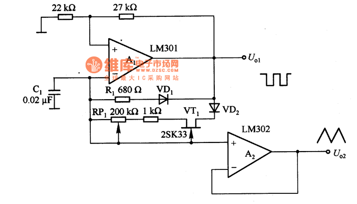 Sawtooth wave generating circuit composed of the LM301 - Signal_Processing - Circuit Diagram ...