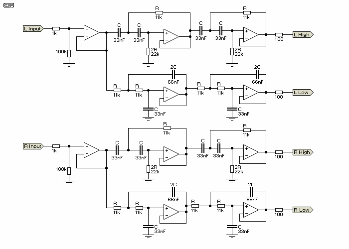 2-Way Linkwitz Riley Crossover - Basic_Circuit - Circuit Diagram ... 2-Way Linkwitz Riley Crossover - Basic_Circuit - Circuit Diagram ...