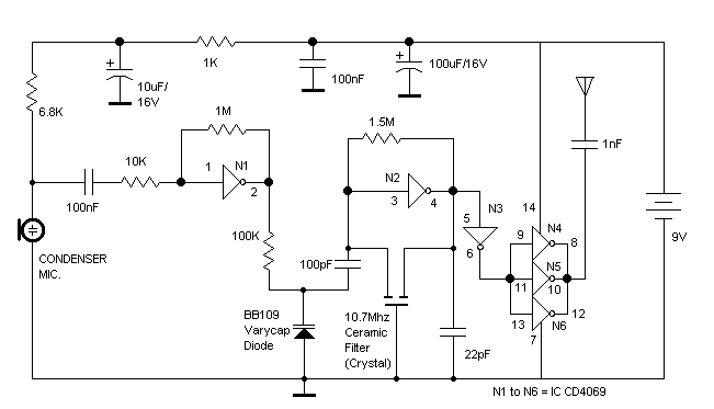 Coilless FM Transmitter - Signal_Processing - Circuit Diagram - SeekIC.com Coilless FM Transmitter - Signal_Processing - Circuit Diagram - SeekIC.com