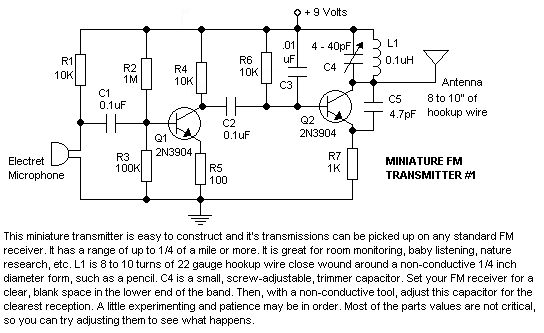 Miniature FM Transmitter - Signal_Processing - Circuit Diagram - SeekIC.com Miniature FM Transmitter - Signal_Processing - Circuit Diagram - SeekIC.com