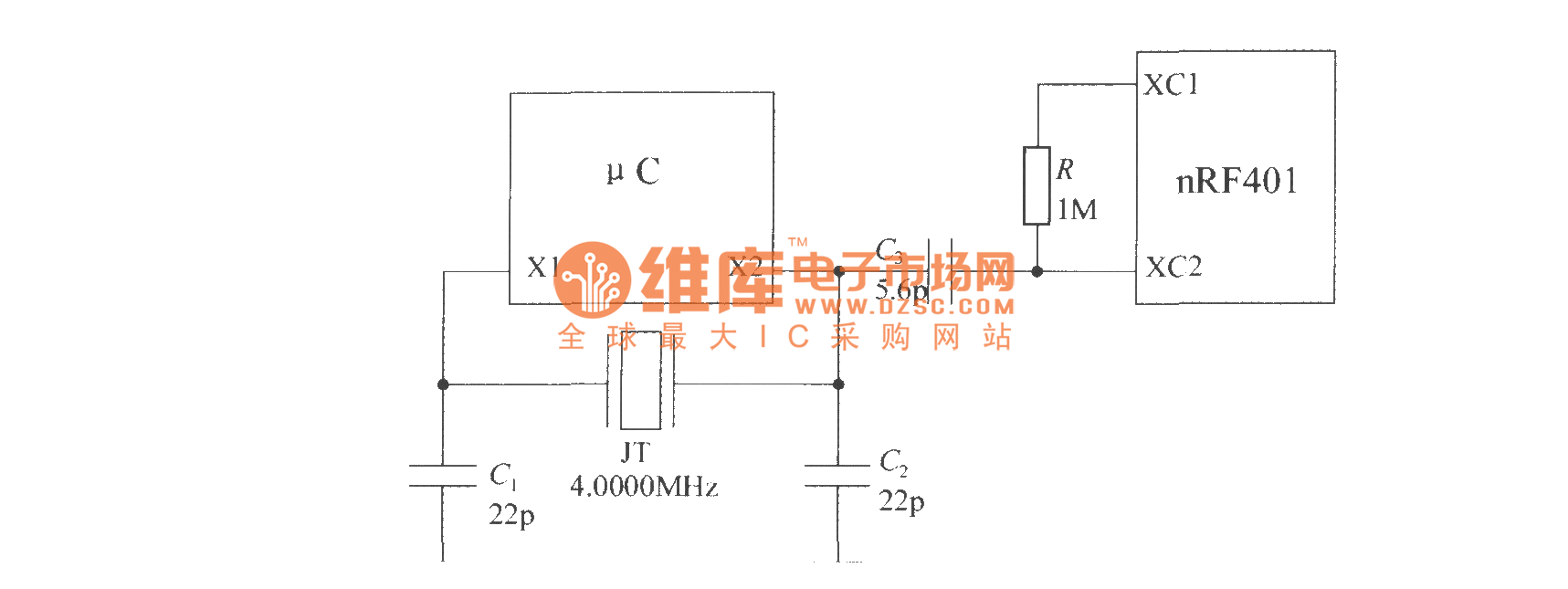 Typical application circuit of nRF401 single - chip RF transceiver - Basic_Circuit - Circuit ...