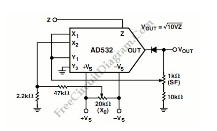 Square Root Mode for AD532 Analog Processor - Basic_Circuit - Circuit Diagram - SeekIC.com