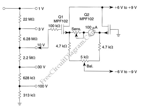 The low-Drift High-Impedance JFET DC Voltmeter - Basic_Circuit ... The low-Drift High-Impedance JFET DC Voltmeter - Basic_Circuit ...