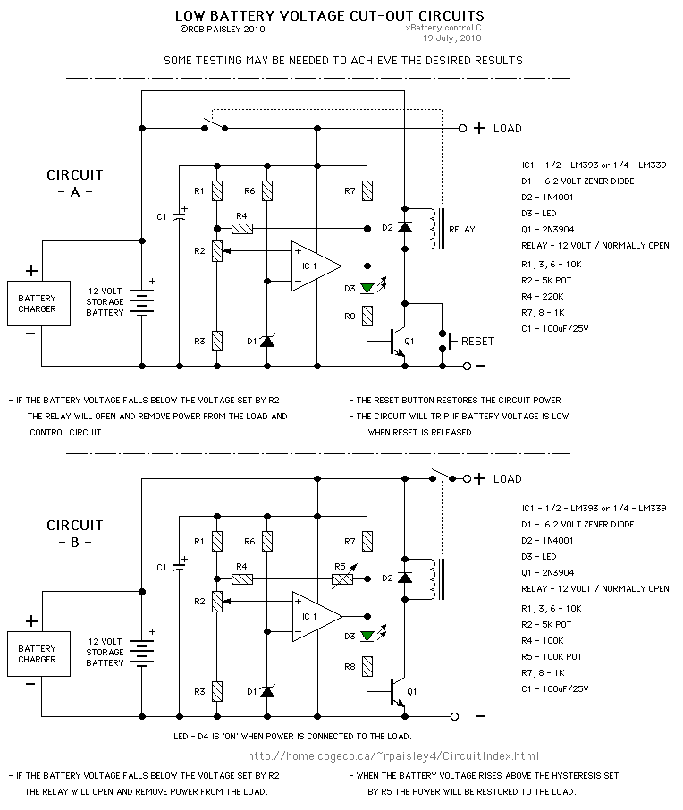 Low Battery Voltage Cutout Circuits - Basic_Circuit - Circuit Diagram - SeekIC.com
