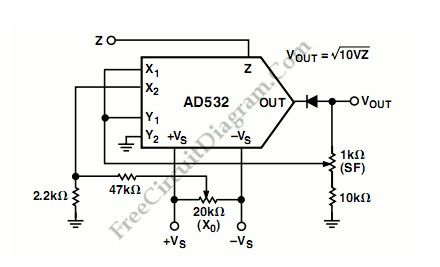 Square Root Mode for AD532 Analog Processor - Basic_Circuit - Circuit Diagram - SeekIC.com